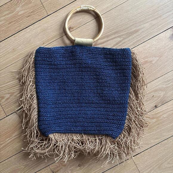 Roberta Roller Rabbit | Bags | Roller Rabbit Fringetrimmed Lined Navy ...